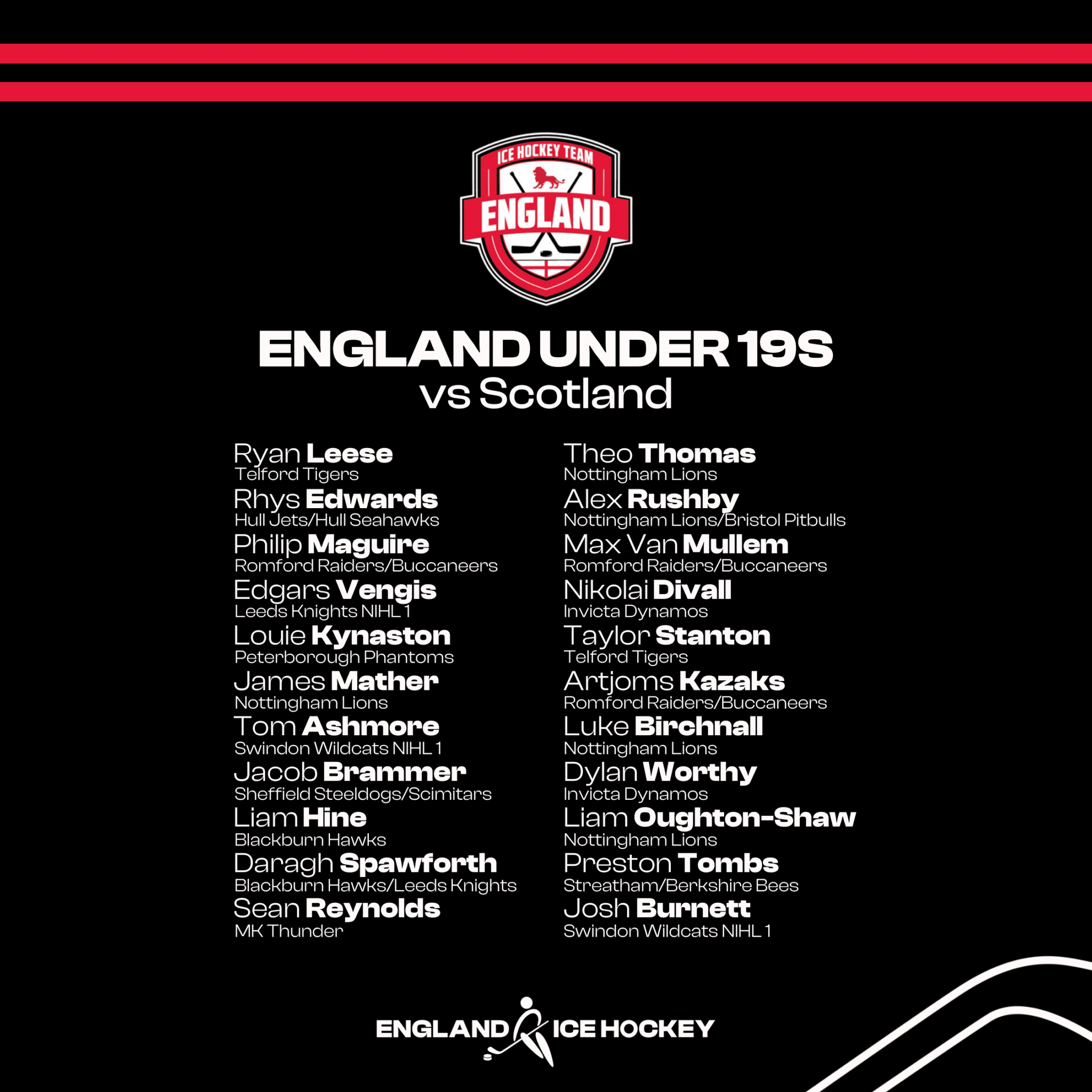 England Ice Hockey | England and Scotland to play for Frank Dempster ...